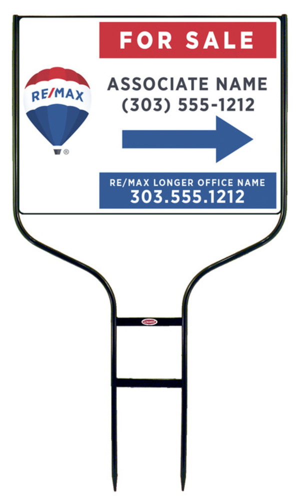 RE/MAX Round Rod Frame And For Sale Sign Panel Unit, 18"H X 24"W