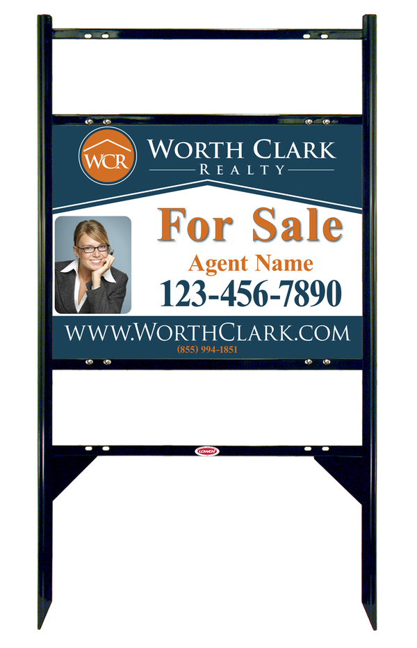 Worth Clark Realty Angle Iron Frame w/ 2 Rider Inserts and Photo Sign ...