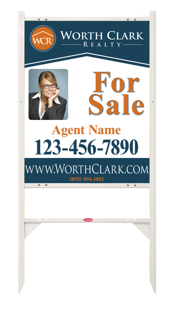 Worth Clark Realty Angle Iron Frame w/ 1 Rider Inserts and Photo Sign ...